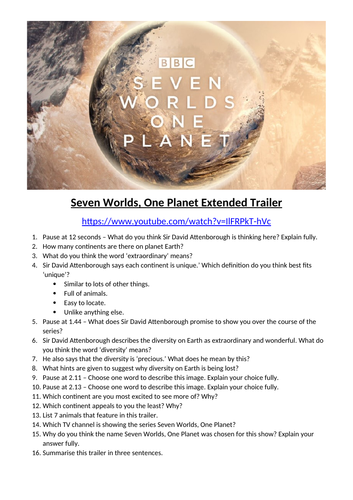 Set of 6 Whole Class Reading Comprehensions using David Attenborough's ...