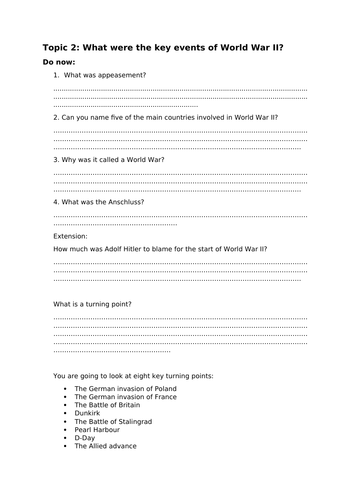 2 - Key events of World War II | Teaching Resources