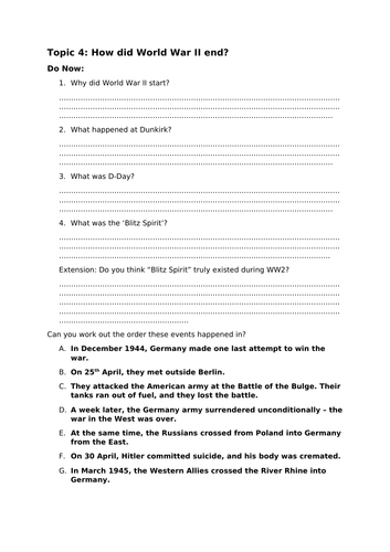 4 - End of World War II | Teaching Resources