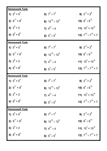 Laws of Indices | Teaching Resources