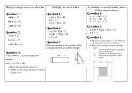 Expanding and Factorising Worksheets | Teaching Resources