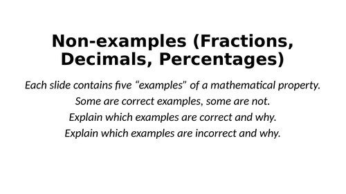 Non-Examples - Fractions, Decimals and Percentages - Reasoning Tasks ...