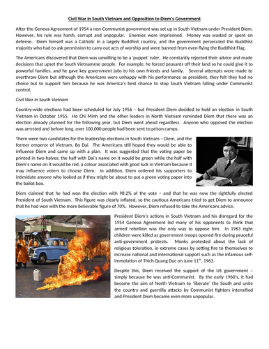 Opposition to Diem - Civil War in South Vietnam | Teaching Resources
