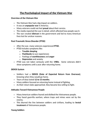 The Vietnam War: Winning and Losing Hearts and Minds | Teaching Resources