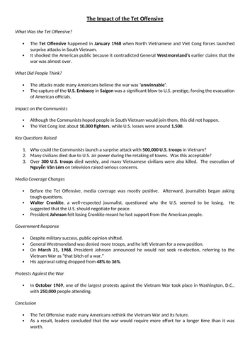 Consequences of the TET Offensive | Teaching Resources