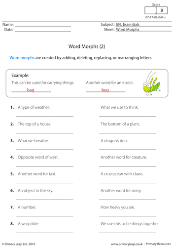 English Resource - Word Morphs | Teaching Resources