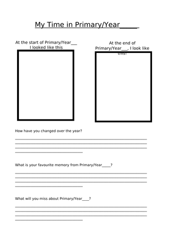 My Time in Primary/Year___ | Teaching Resources