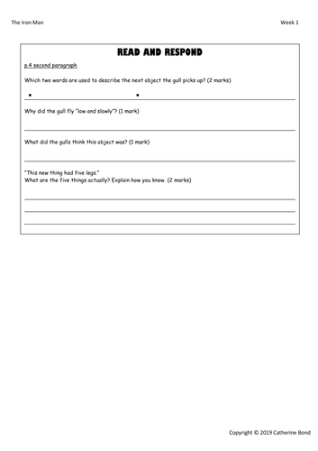 'The Iron Man' Year 3/4 Guided Reading 11-week Unit | Teaching Resources
