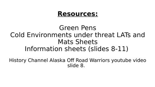 AQA Cold Environments SOL | Teaching Resources
