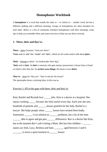 Homophones - grammar workbook. KS3 & KS4 | Teaching Resources