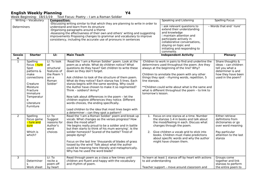 Roman Poetry Unit - I am a Roman Soldier KS2 | Teaching Resources