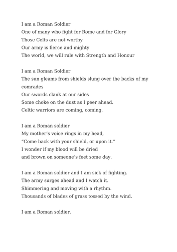 Roman Poetry Unit - I am a Roman Soldier KS2 | Teaching Resources