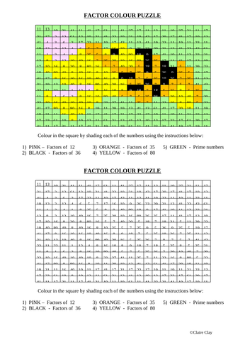 Factors and multiples colouring | Teaching Resources