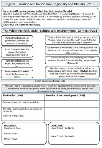 AQA 9-1 Case Study Nigeria : The Wider Political, social, cultural and ...