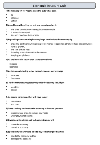 AQA 9-1 Case Study Nigeria : Changing Economic Structure | Teaching ...
