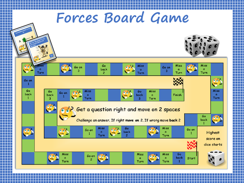 Forces Board Game with 48 Questions on Pressure, Speed, Moments & Hooke ...