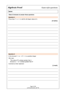 Algebraic proof worksheets exam practice | Teaching Resources