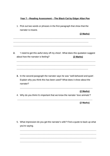 Edgar Allan Poe's - The Black Cat - 5 Lesson Mini Scheme - Reading ...