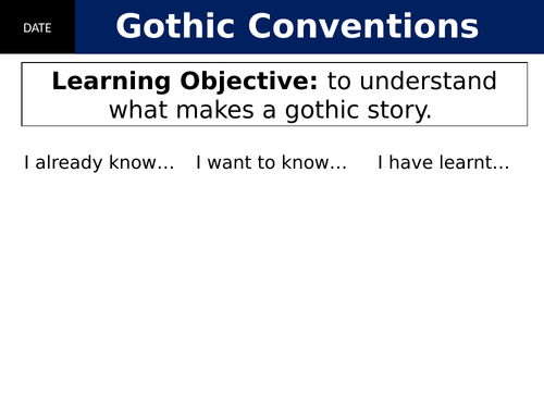 Introduction to Gothic Conventions and Short Stories - Low Ability ...