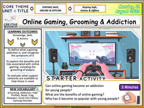 Online Gaming Grooming + Addiction - PSHE | Teaching Resources