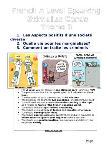 French KS5: Speaking Booklet Theme 3 | Teaching Resources