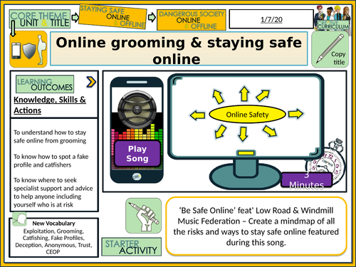 Online grooming & staying safe online | Teaching Resources