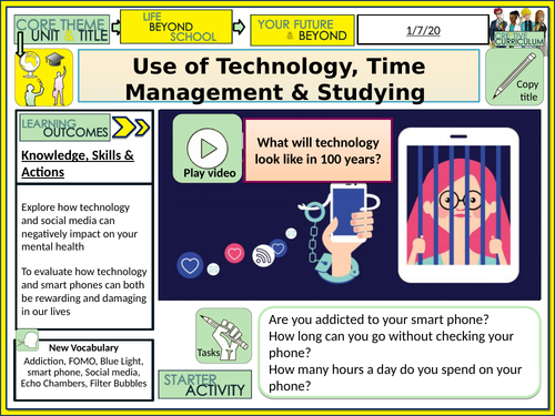 Use of Technology, Time management & Studying | Teaching Resources
