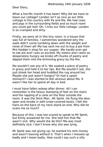 Street Child diary entry chapter 1 and 2 | Teaching Resources