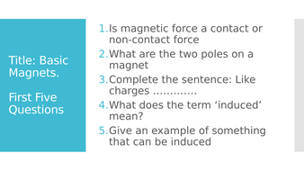 Magnetic fields (+permanent and induced magnets) | Teaching Resources