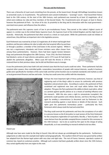 The Parlements in Pre-Revolutionary France | Teaching Resources