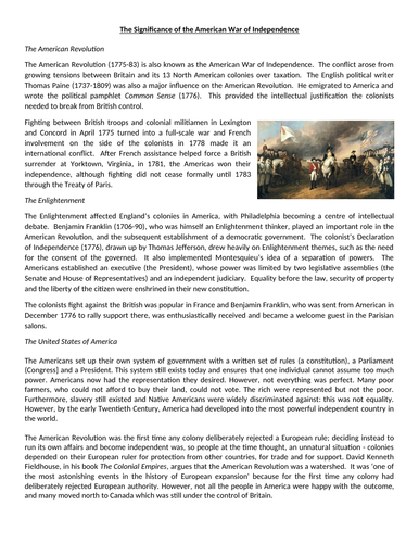 The American War of Independence and its Impact on France | Teaching ...