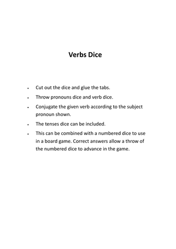 Dice for reflexive verb practice | Teaching Resources