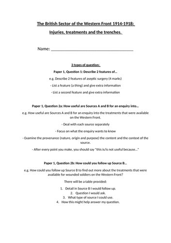 Medicine - The British Sector of the Western Front: Workbook and ...