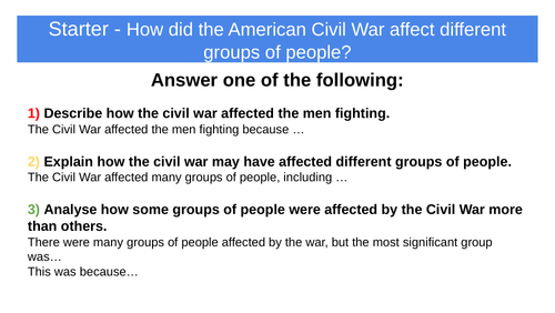 KS3 History America: Effects of the Civil War | Teaching Resources