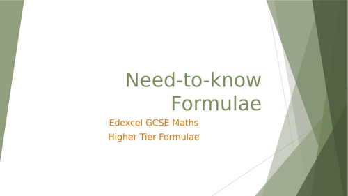 EDEXCEL NEED-TO-KNOW FORMULAE FOR GCSE MATHS HIGHER TIER | Teaching ...