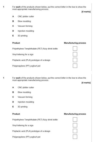 A-Level Exam Question Do Nows - Design Technology/ Product Design ...