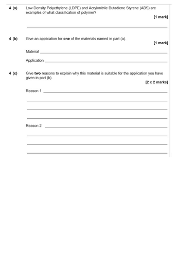 A-Level Exam Question Do Nows - Design Technology/ Product Design ...