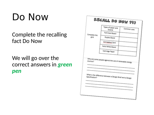 AQA GCSE DT - General Revision Do Nows/ Starters | Teaching Resources