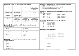 Nth Term Worksheet | Teaching Resources
