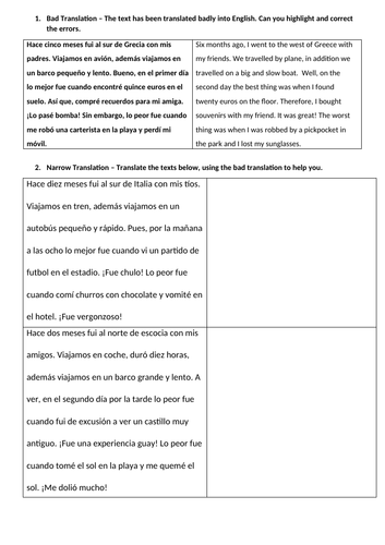 Year 8 Module Las Vacaciones lo mejor / lo peor fue cuando unit bundle ...