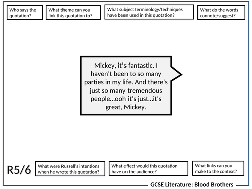 Blood Brothers Exploding Quotations GCSE English | Teaching Resources