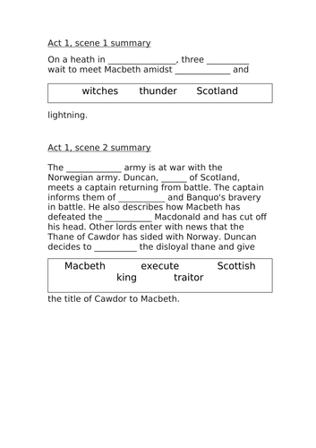 Macbeth Act 1 (7 lessons) | Teaching Resources