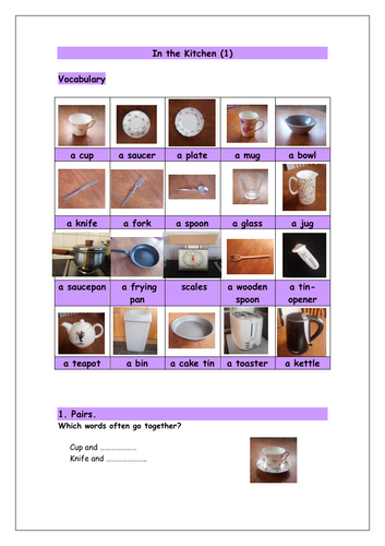 In the Kitchen. Vocabulary Lessons. | Teaching Resources