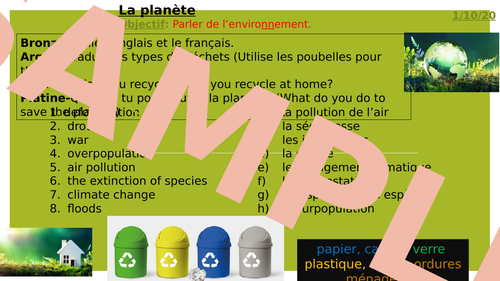 Studio AQA GCSE Module 8 unit 1 Notre planète (un oeil sur le monde) F ...