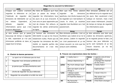 French GCSE TV & Opinions Resource Pack (La Télé) | Teaching Resources