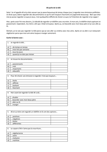 French GCSE TV & Opinions Resource Pack (La Télé) | Teaching Resources