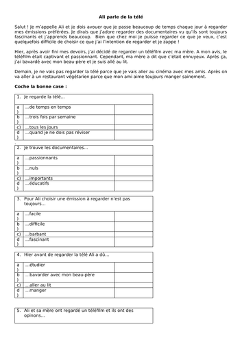 French GCSE TV & Opinions Resource Pack (La Télé) | Teaching Resources