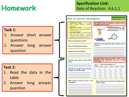 KS4 AQA GCSE Chemistry (Science) Rate of Reaction Lesson & Activities ...