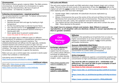 Cell Biology Summary GCSE AQA Biology | Teaching Resources