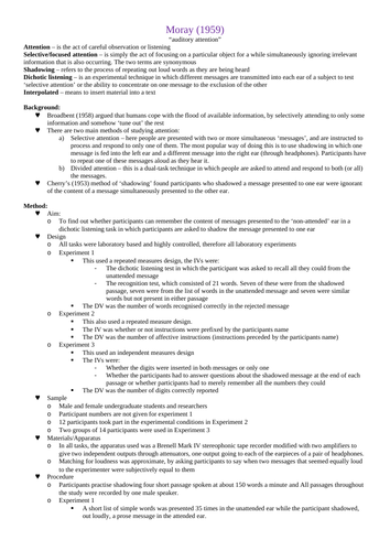 OCR A-Level Psychology: Cognitive Core Studies | Teaching Resources